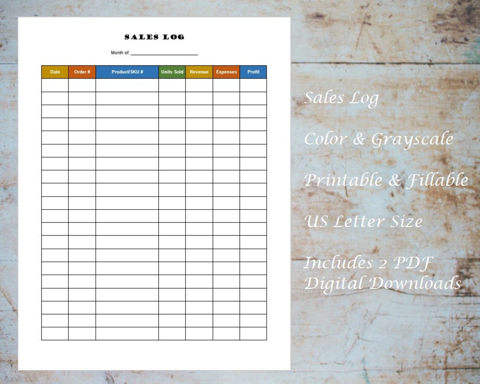 Sales Log Fillable/printable PDF Form - Etsy UK