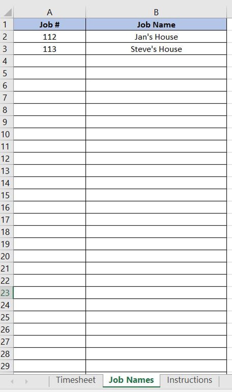 Weekly Timesheet Excel Spreadsheet - Etsy