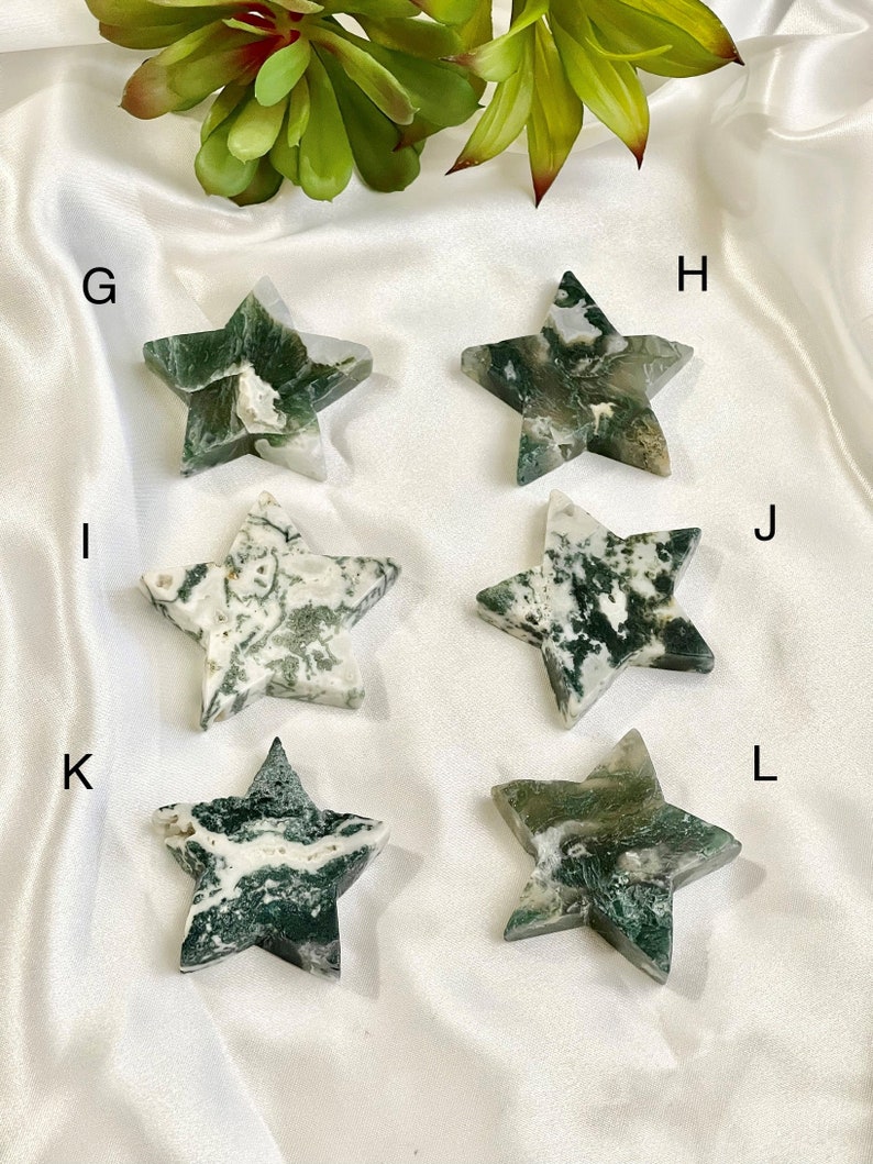 Moss Agate Stars Moss Agate Carving Crystal Carving | Etsy