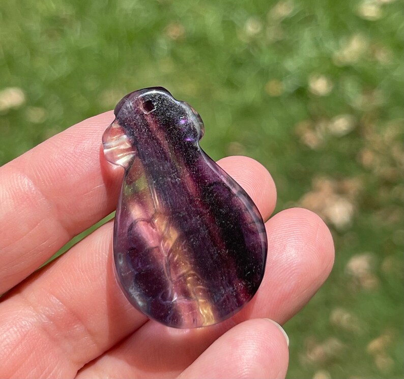 Fluorite Pipa Lute Carving: Rainbow Crystal Pendant - Etsy