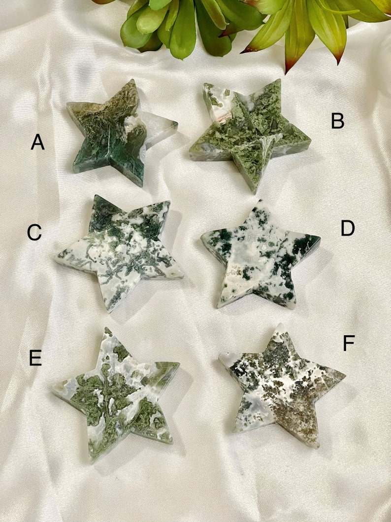 Moss Agate Stars Moss Agate Carving Crystal Carving | Etsy