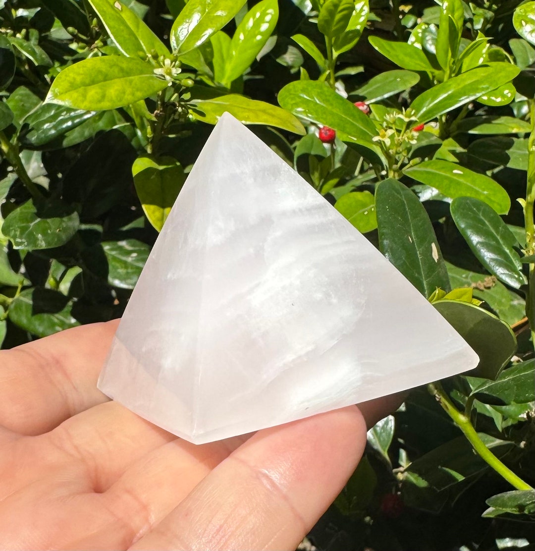 Pink Mangano Calcite Pyramid UV Reactive 2 Pink Calcite Pyramid Crystal ...