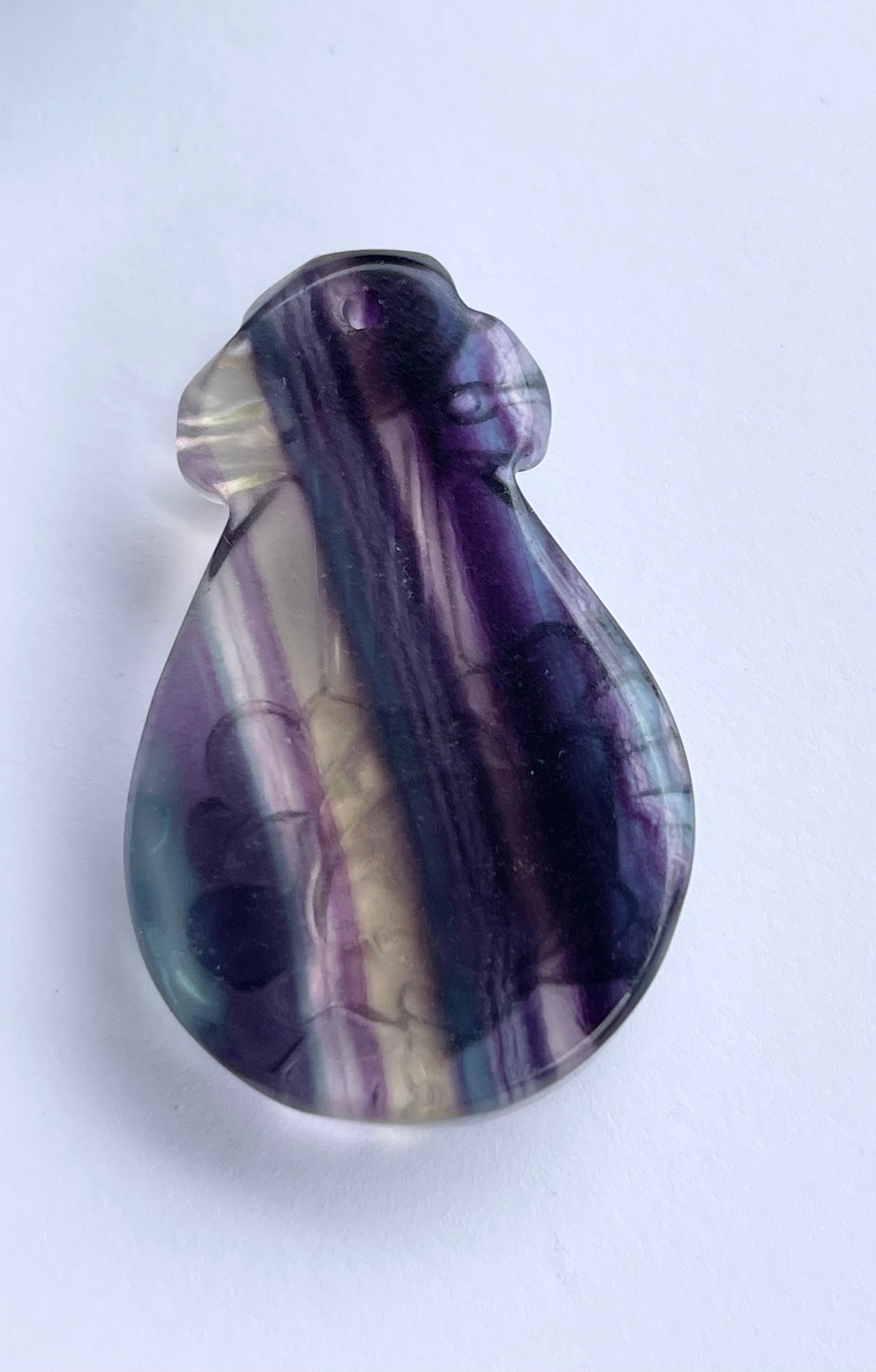 Fluorite Pipa Lute Carving: Rainbow Crystal Pendant - Etsy