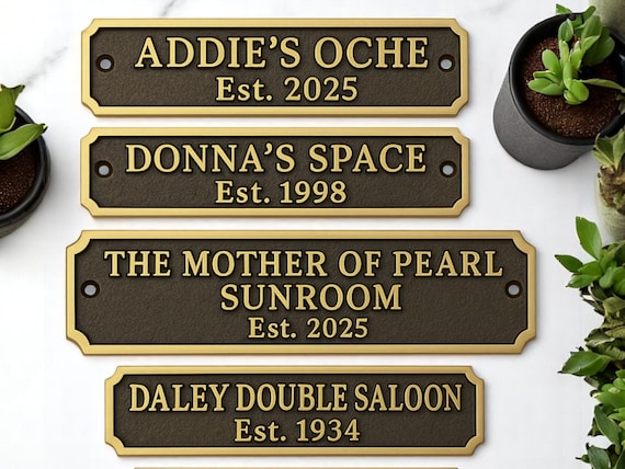 Vintage Cast Brass Name Room Signs Cast Brass Plaques