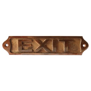 Vintage Brass “EXIT” Sign – Solid Cast Metal Plaque – Antique Finish ...