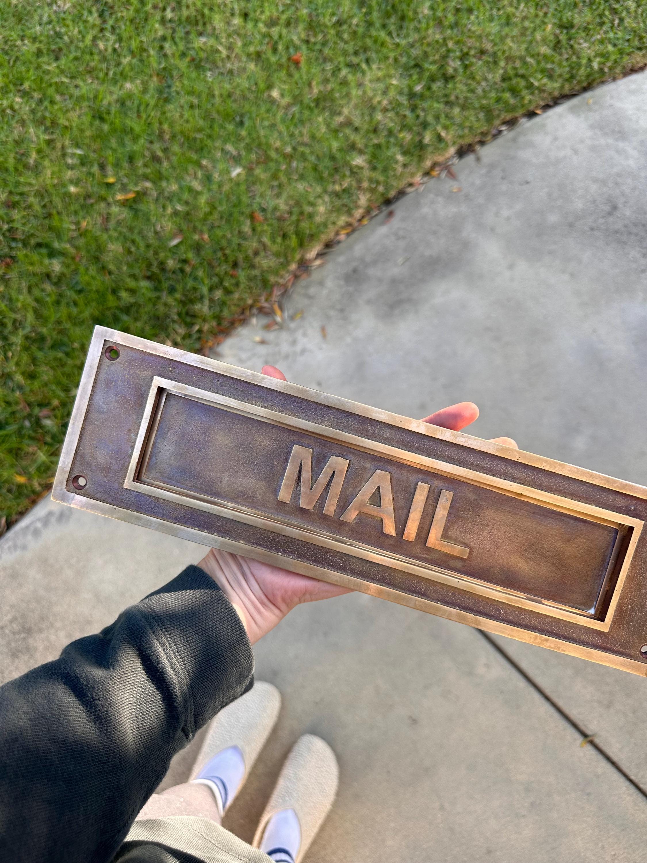 Personalized Brass Mail Slot With Inside Hinge - Antique Aged Finish ...