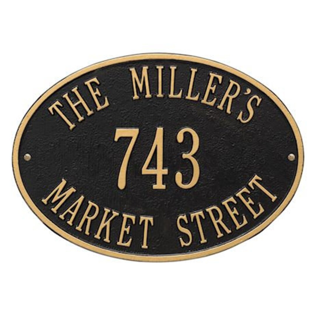 Cast Brass Oval Shape Address Plaque Custom 3-lines Cast - Etsy