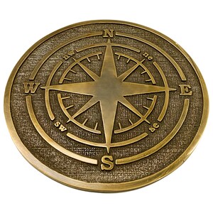 Handcrafted Brass Compass Rose Plaque | Nautical Garden Decor | Solid ...