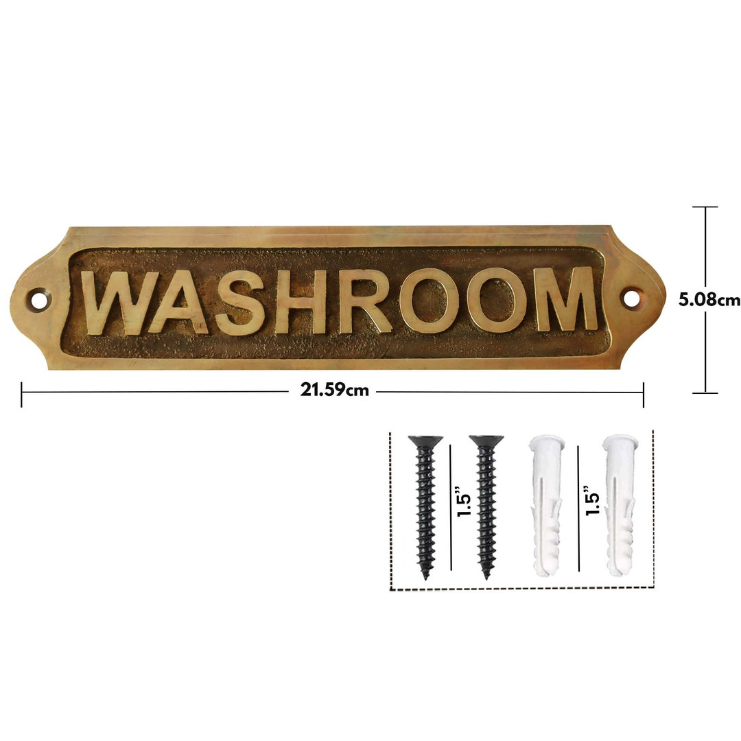 Solid Brass Washroom Signs - Washroom-vintage Antique Victorian Cast ...
