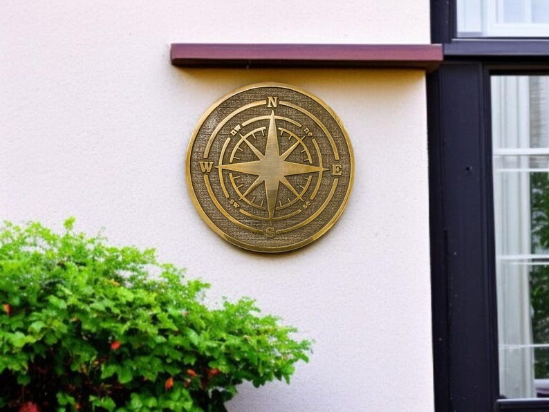 Handcrafted Brass Compass Rose Plaque: Nautical Garden Wall Art - Etsy