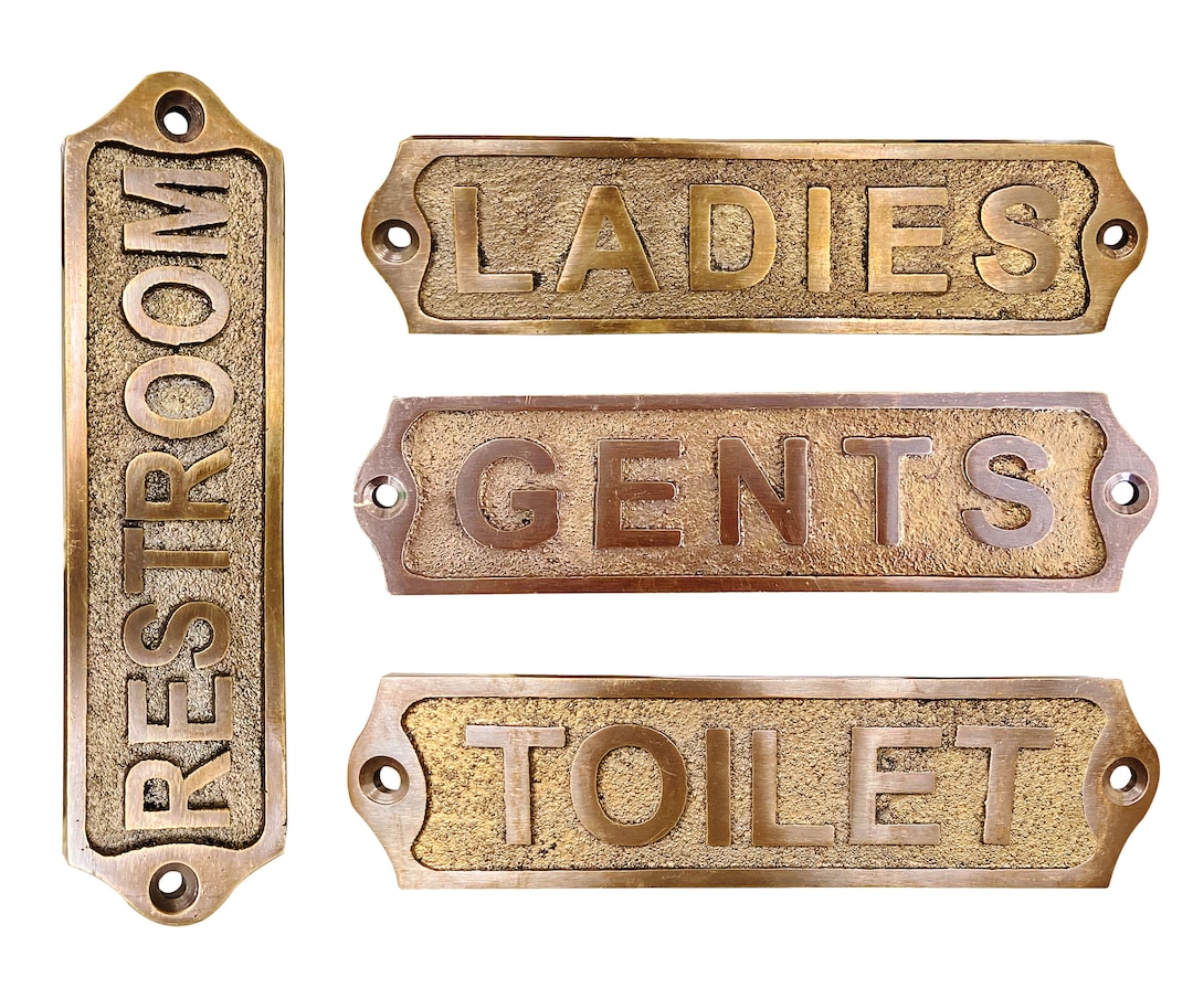 Custom Cast Brass Door Signs & Plaques Restroom Shower Ladies and Gents ...