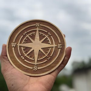 Rose Compass Plaque | Nautical Garden Decor | Solid Brass Compass Wall ...