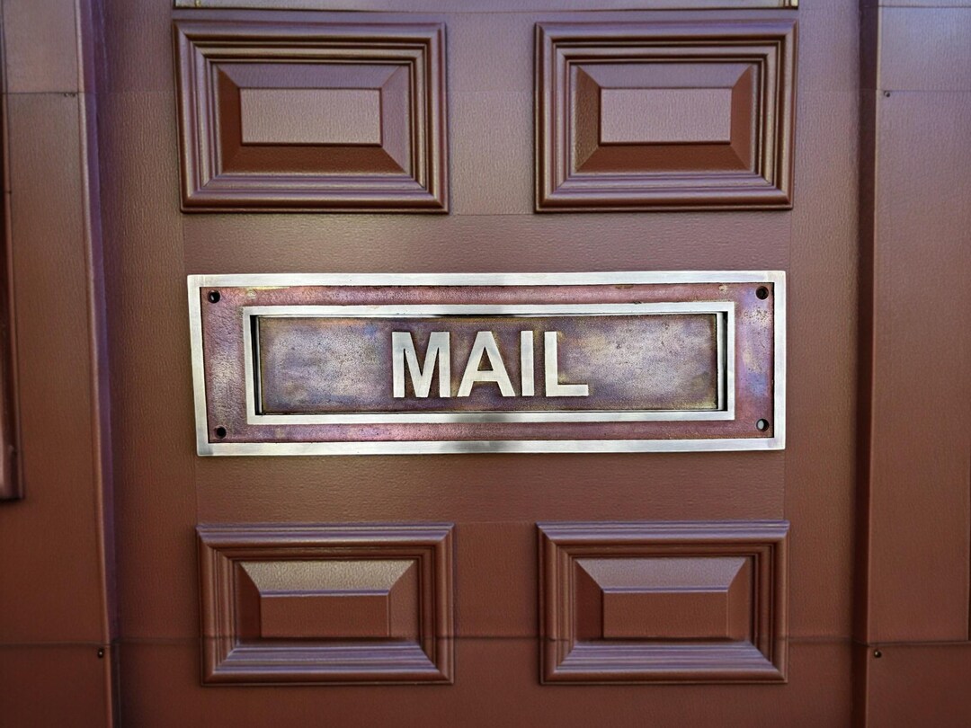 Personalized Brass Mail Slot With Inside Hinge - Antique Aged Finish ...