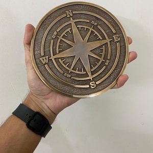 Handcrafted Brass Compass Rose Plaque: Nautical Garden Wall Art - Etsy