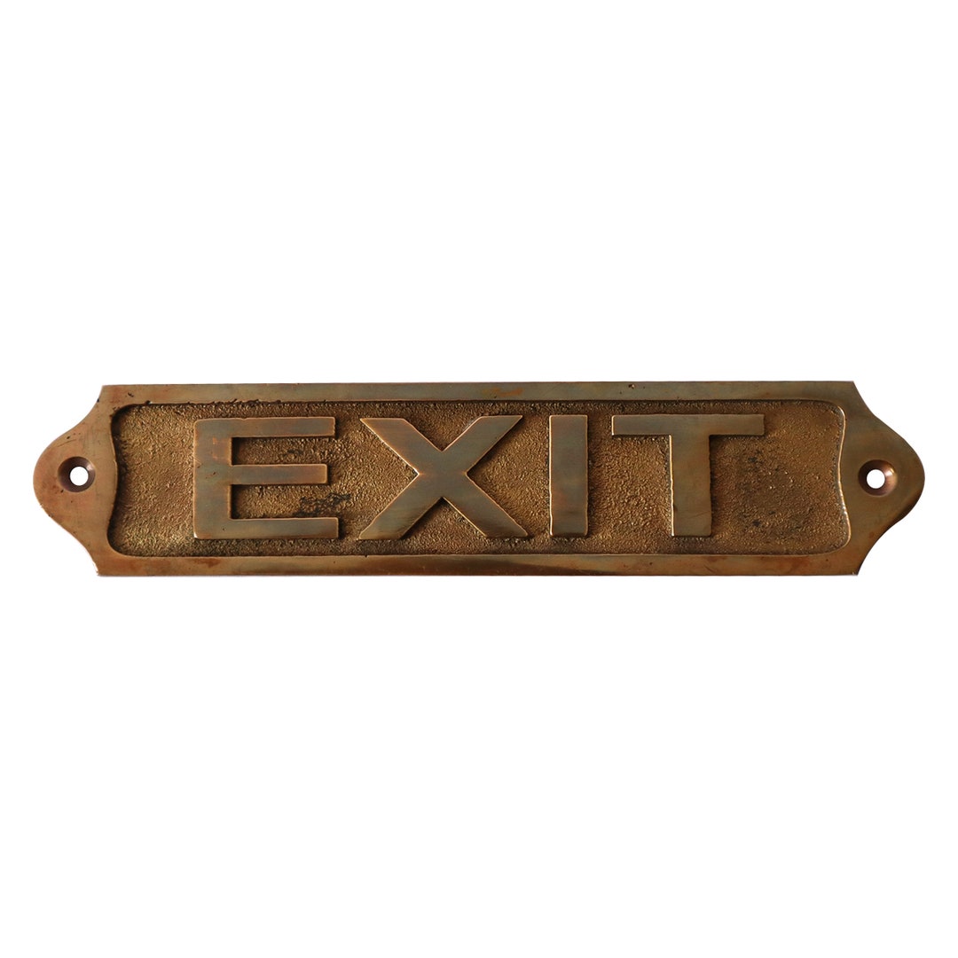 Solid Brass Door Signs - EXIT, Vintage Antique Victorian Cast Brass ...