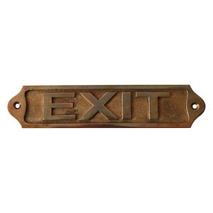 Solid Brass Door Signs EXIT, Vintage Antique Victorian Cast Brass Metal ...