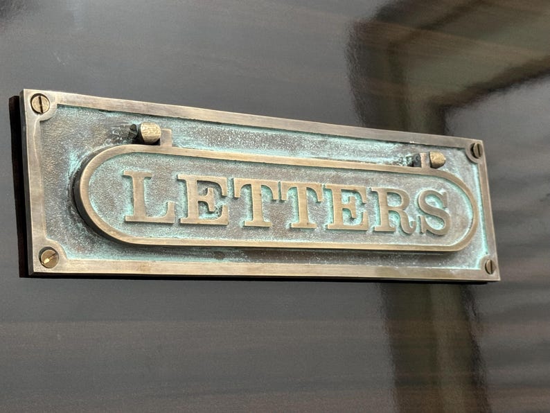 Solid Brass Letter Slot With Cover – Antique Aged Bronze Mail Slot for ...