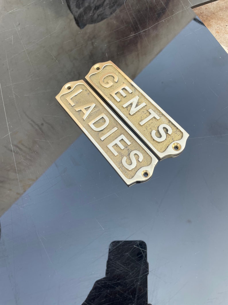 Solid Brass Ladies & Gents Restroom Signs – Vintage Style Plaques ...