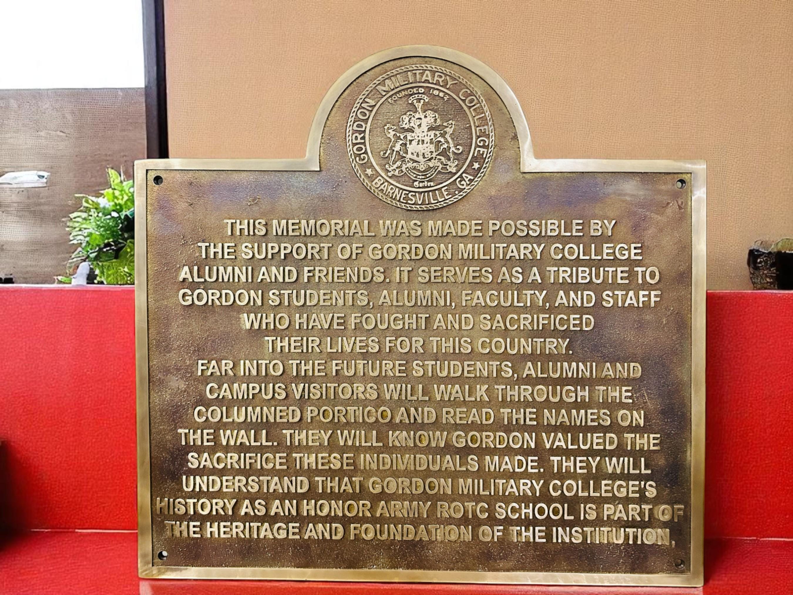 Custom Brass Memorial Plaque - Engraved Dedication Sign for Alumni ...