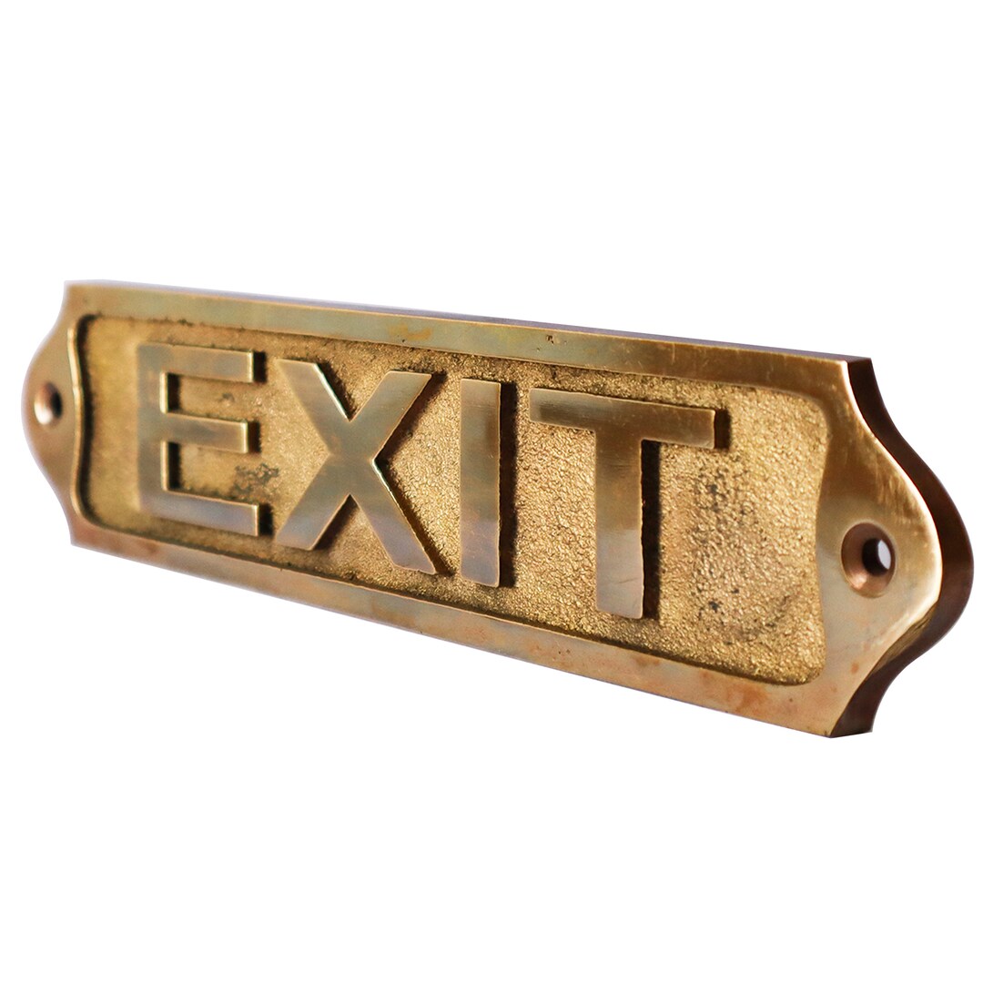 Vintage Brass “EXIT” Sign – Solid Cast Metal Plaque – Antique Finish ...