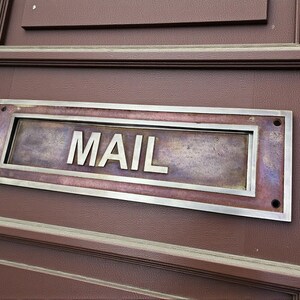 Personalized Brass Mail Slot With Inside Hinge - Antique Aged Finish ...