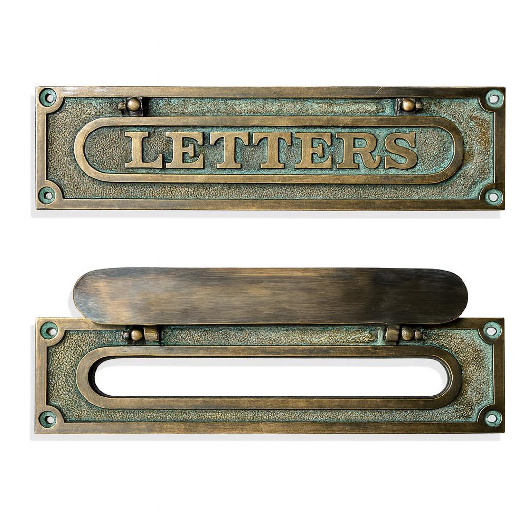 Solid Brass Letter Slot With Cover – Antique Aged Bronze Mail Slot for ...