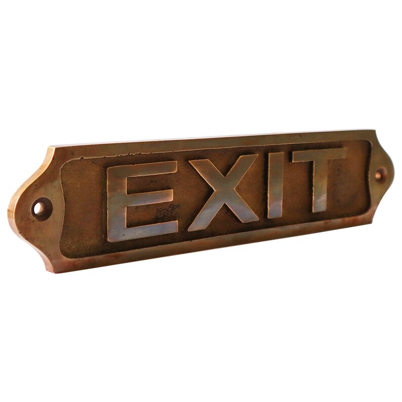 Solid Brass Door Signs - EXIT, Vintage Antique Victorian Cast Metal ...