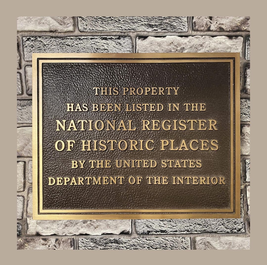 National Register of Historic Places Plaque: Cast Brass Historic ...