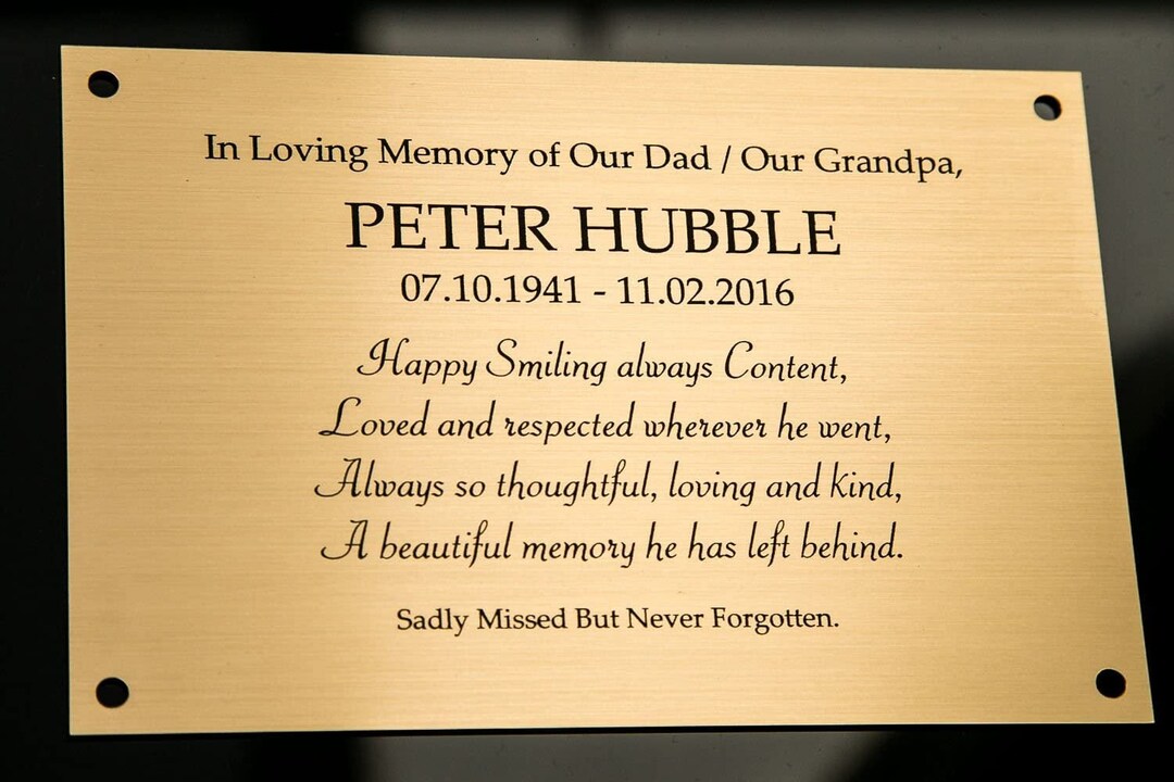 Customized Memorial Plaque Brass Plaques Memorial Plaque - Etsy