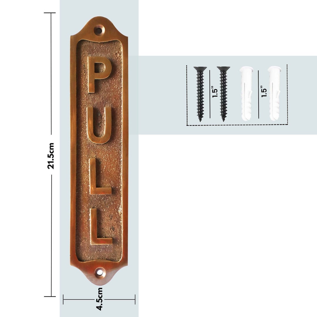 Pull Door Sign-cast Brass Door Signs -antique Finish Door Plaques ...