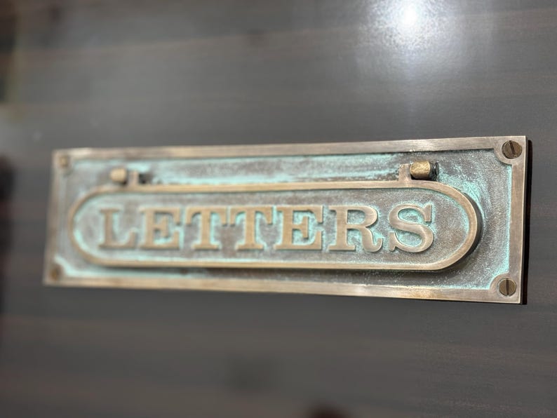 Solid Brass Letter Slot With Cover – Antique Aged Bronze Mail Slot for ...