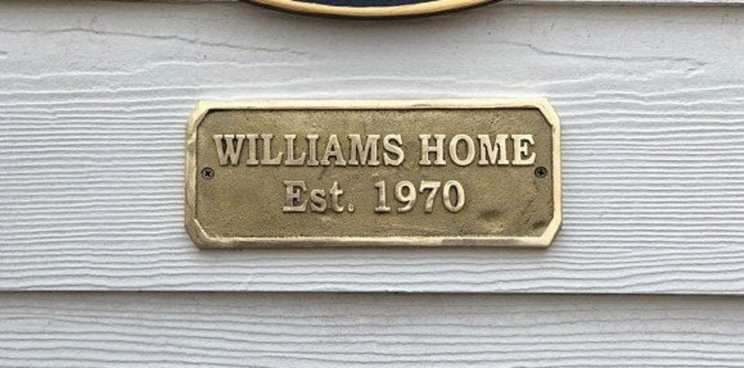 Custom House Sign Cast Brass Material Est & Office Signs Home Decor ...