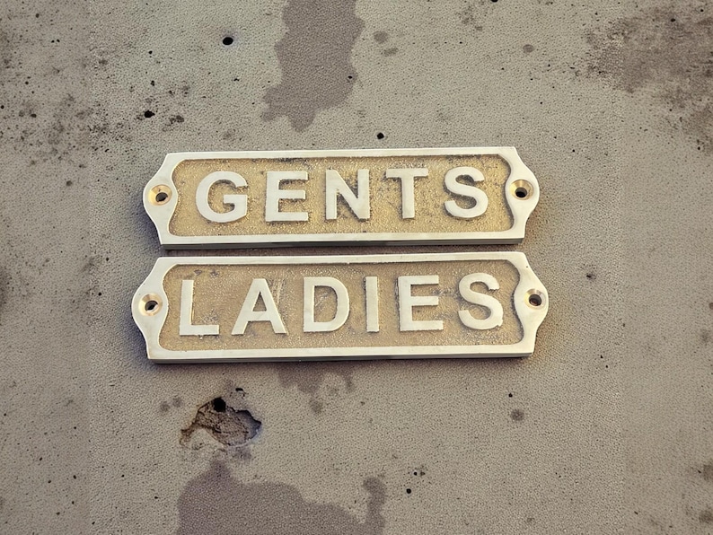 Solid Brass Ladies & Gents Restroom Signs – Vintage Style Plaques ...