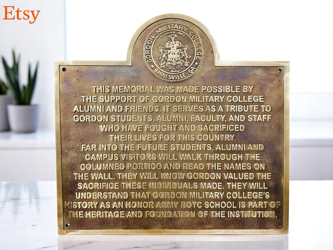 Custom Brass Memorial Plaque - Engraved Dedication Sign for Alumni ...