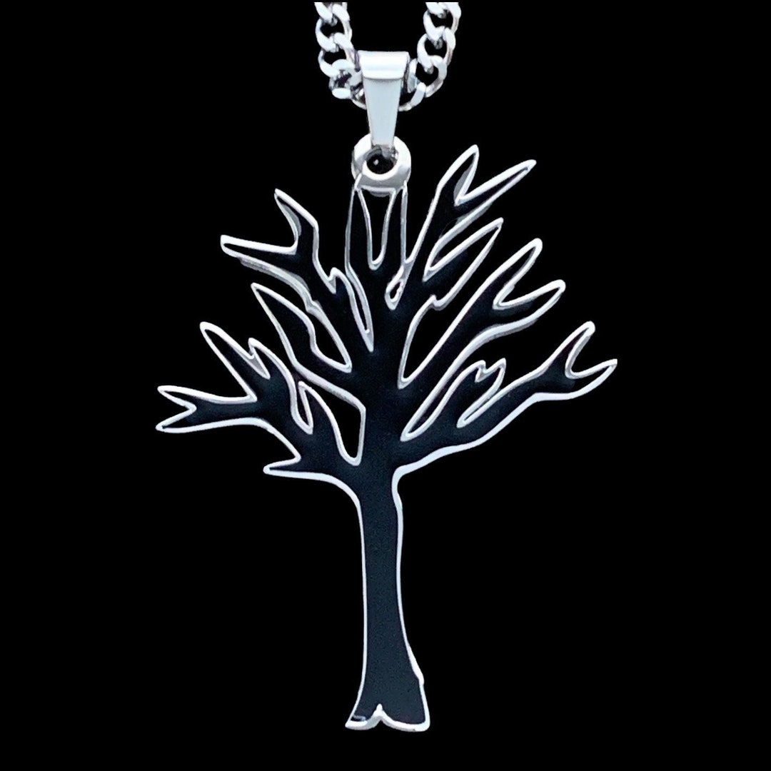 Xxxtentacion Tree of Life Necklace Stainless Steel & Black Enamel ...