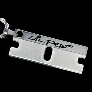 Lil Peep 'let Me Bleed 2' Razor Necklace! Stainless Steel & Black ...