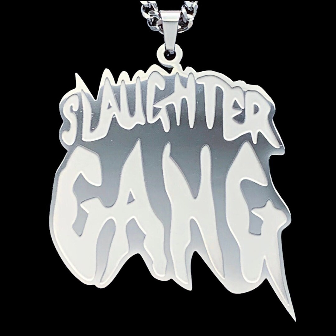 21 Savage Slaughter Gang Necklace! Etched Stainless Steel Pendant ...