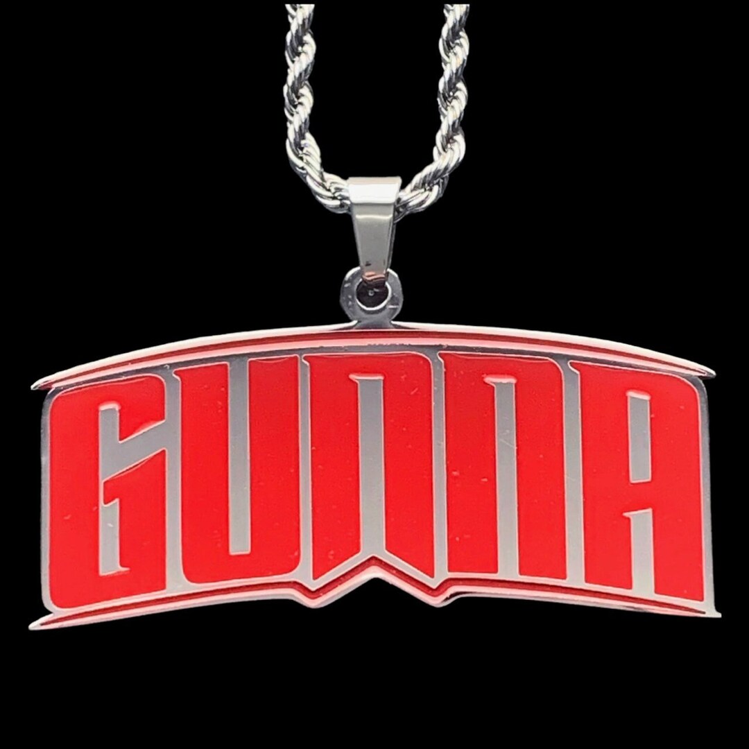 GUNNA Necklace! Stainless Steel & Red Enamel Pendant + Stainless Steel ...