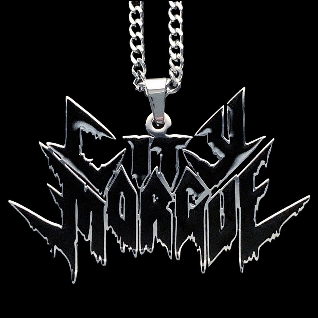 City Morgue Necklace! Stainless Steel & Black Enamel Pendant ...