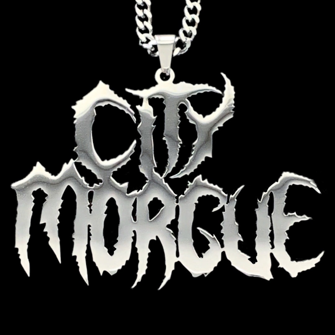 CITY MORGUE Necklace! Polished Stainless Steel Pendant + Stainless ...