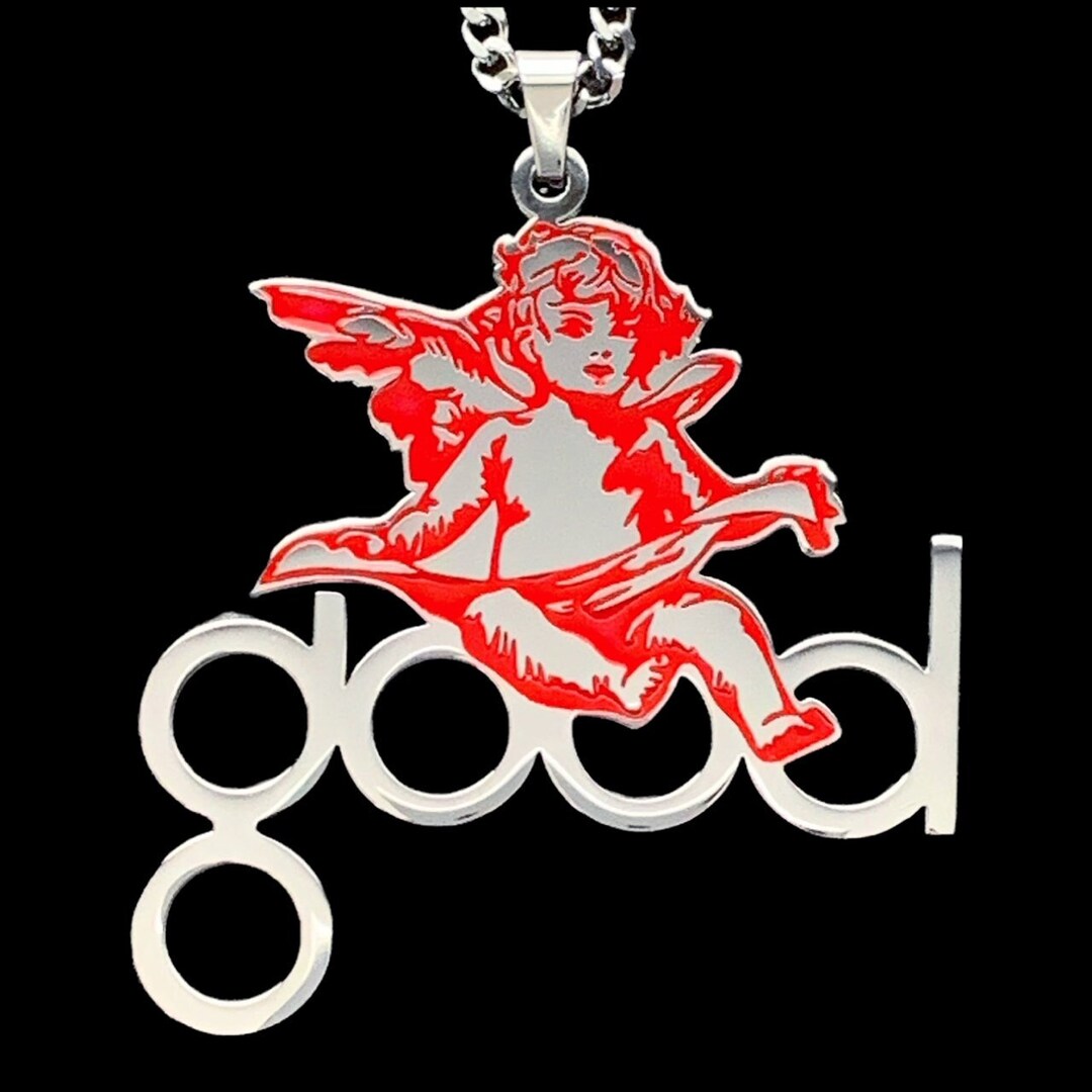 Kanye West G.O.O.D. Music Necklace! Stainless Steel & Red Enamel ...