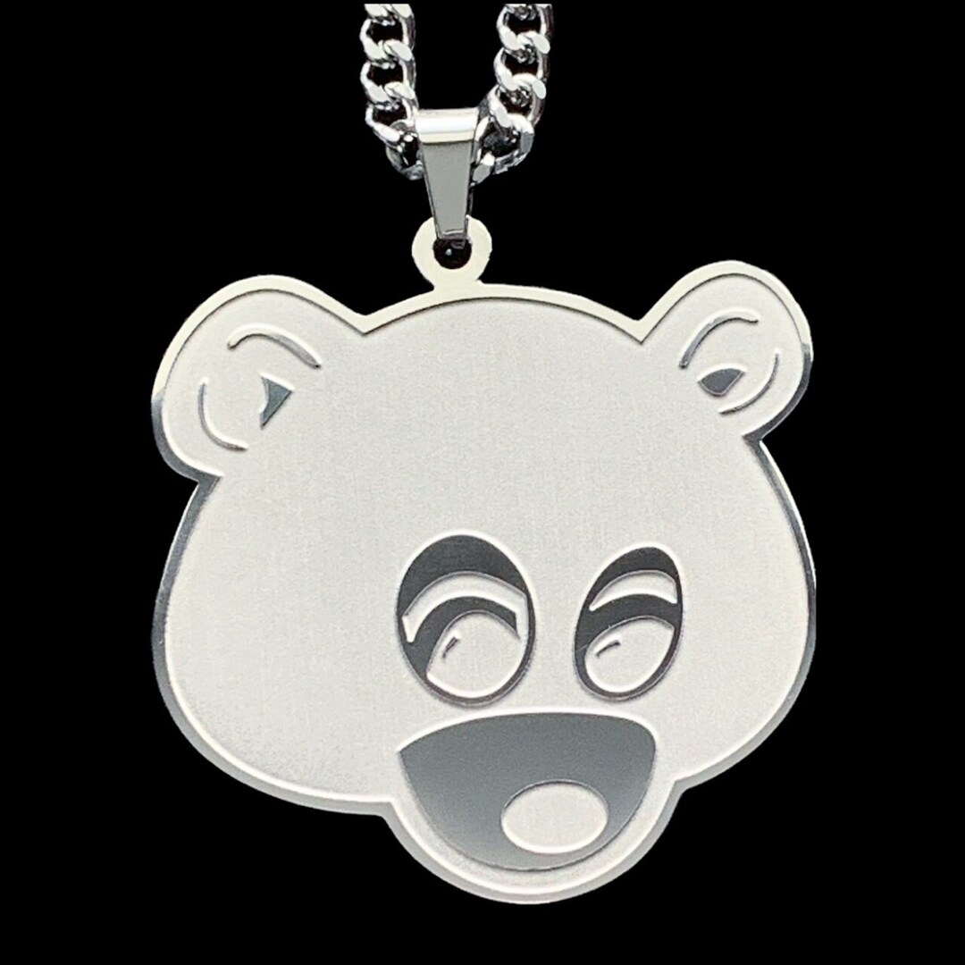 Kanye West College Dropout Bear Necklace! Etched Stainless Steel ...