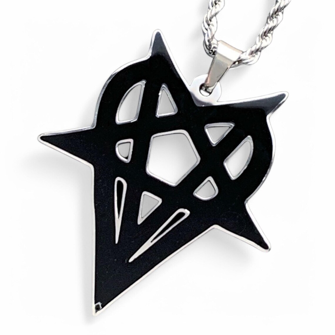 Destroy Lonely Heartagram Necklace! Stainless Steel & Black Enamel ...