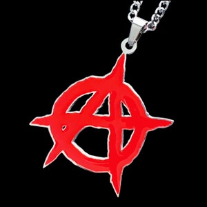 Anarchy Necklace! Stainless Steel & Red Enamel A Pendant + Choice of ...