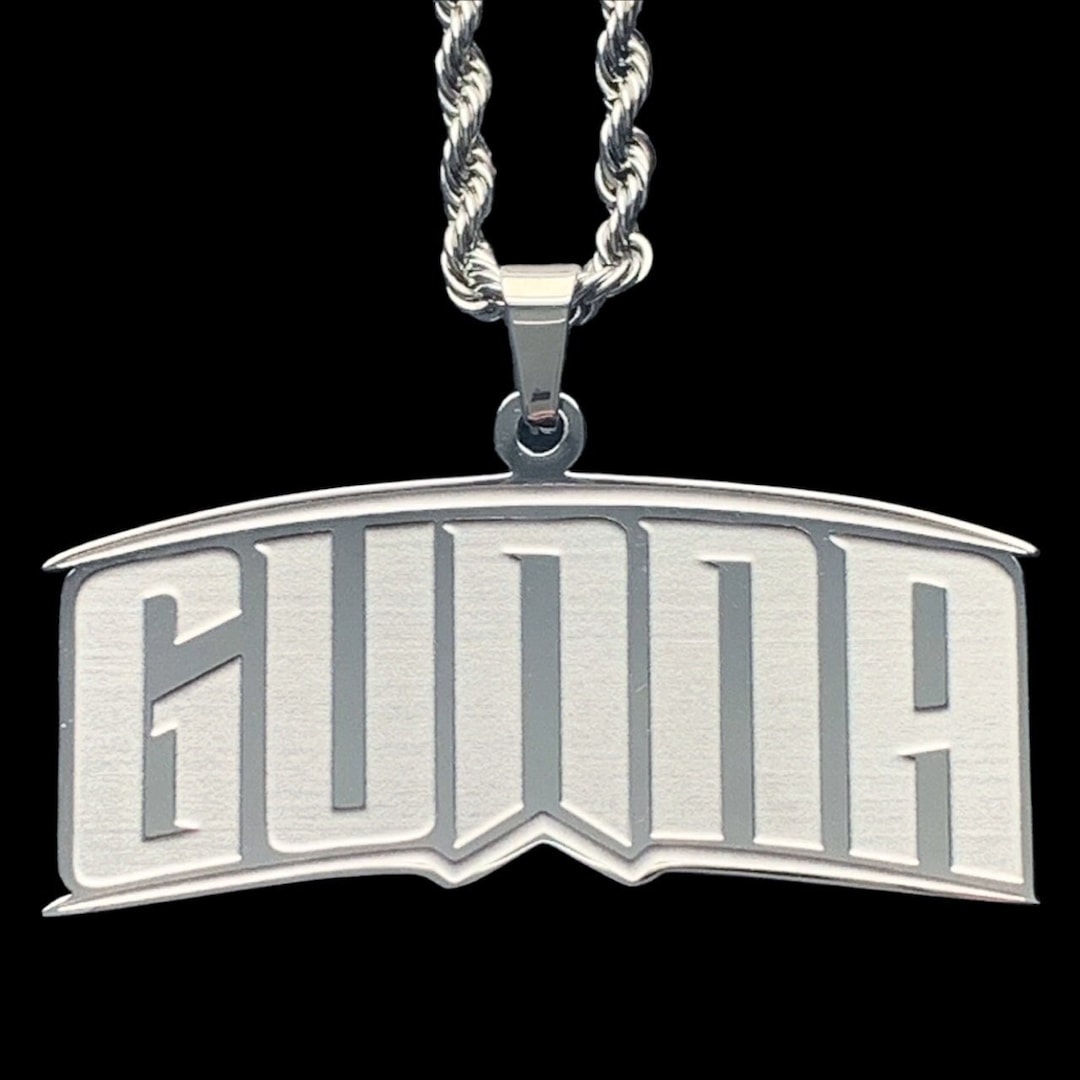 GUNNA Necklace! Etched Stainless Steel Pendant + Stainless Steel Chain ...