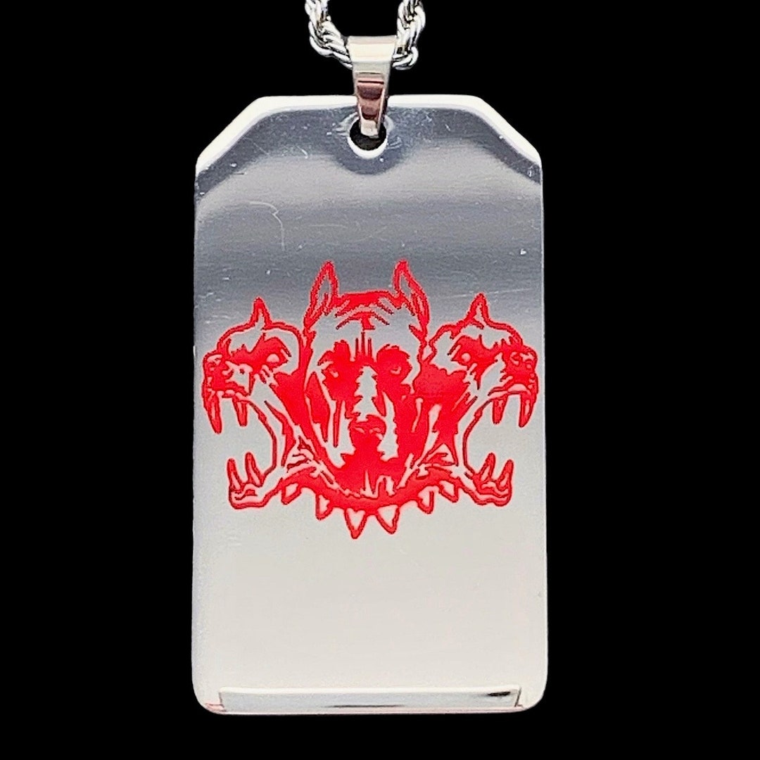 CITY MORGUE Toe Tag Necklace! Red Enamel Steel Pendant + Stainless ...