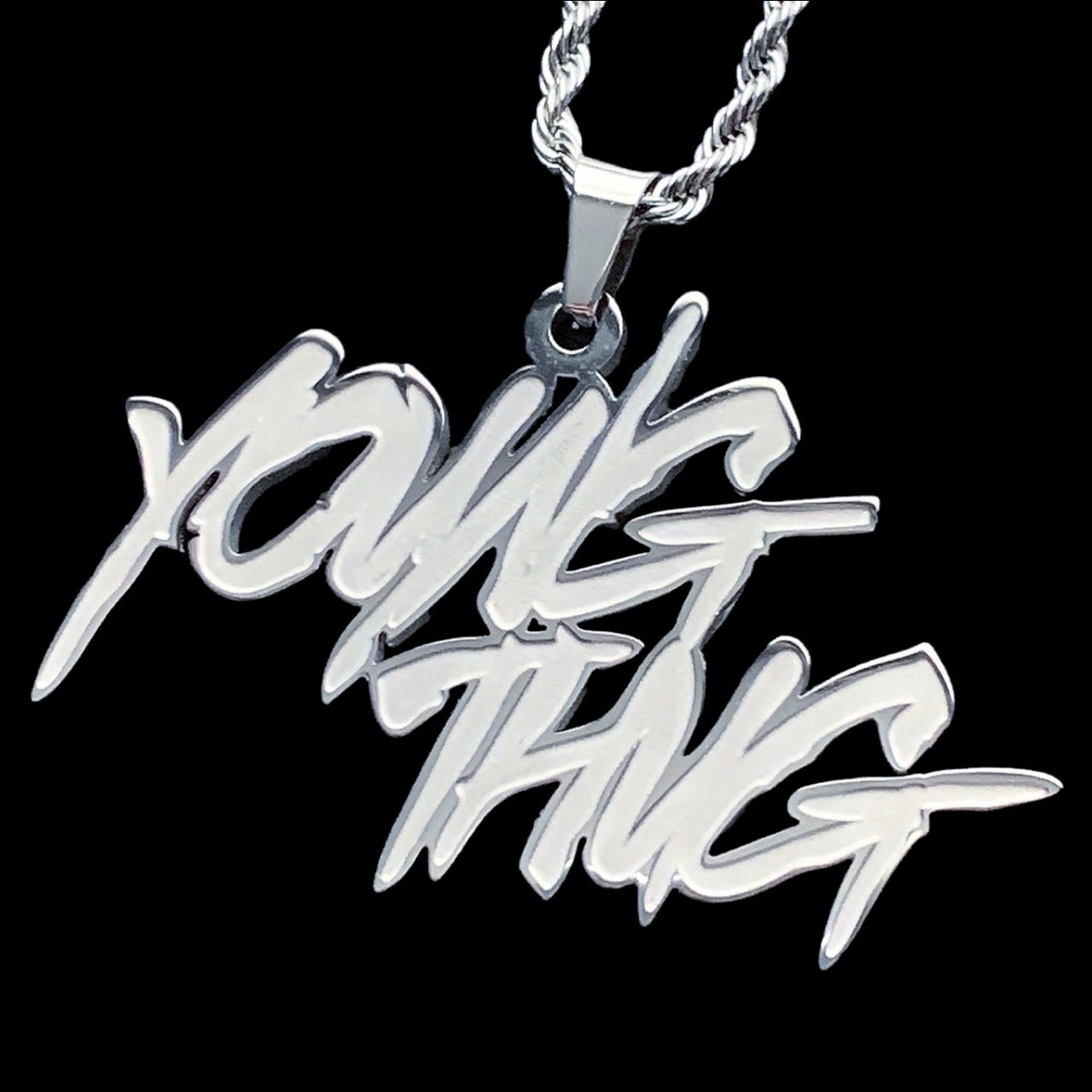 Young Thug Necklace! Etched Stainless Steel Pendant + Stainless Steel ...