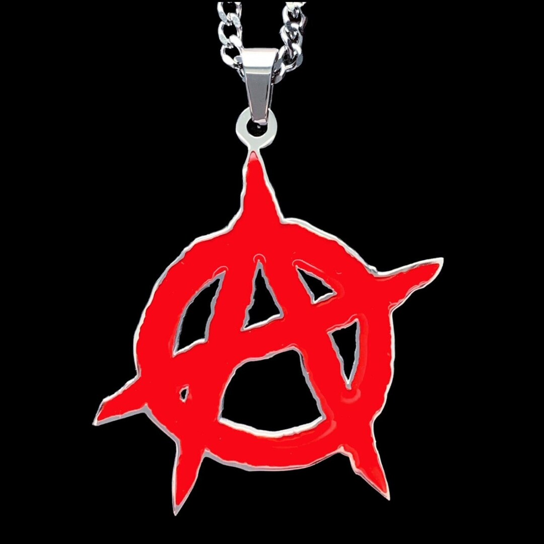 Anarchy Necklace! Stainless Steel & Red Enamel A Pendant + Choice of ...