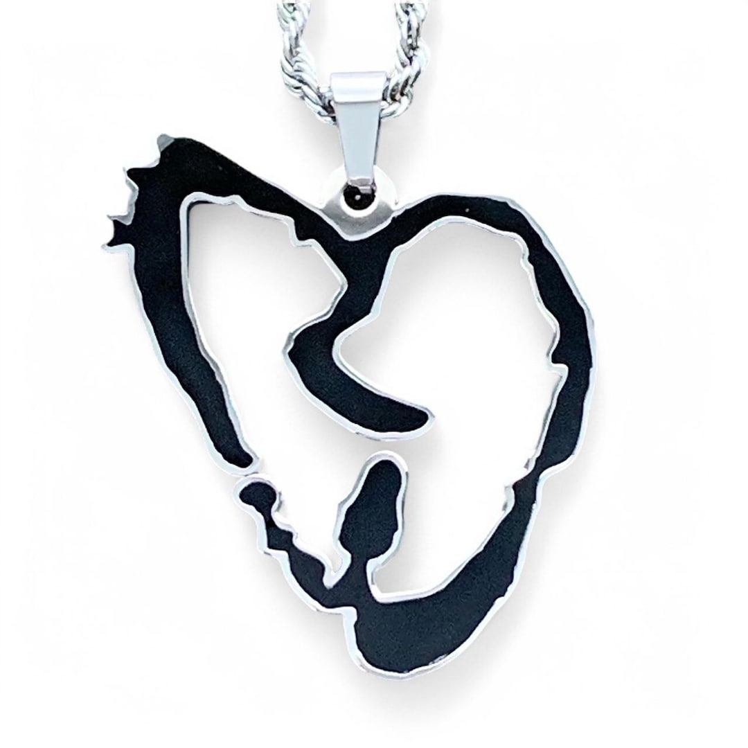 Xxxtentacion Heartbreak Necklace! Stainless Steel & Black Enamel ...