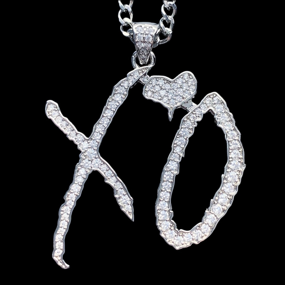 The Weeknd XO Necklace Iced Out XO Pendant Stainless Steel Chain abel ...